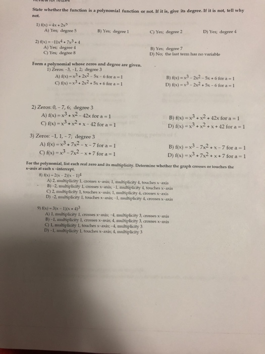 Solved State whether the function is a polynomial function | Chegg.com