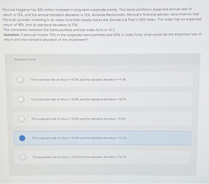 Solved Percival Hygiene has $10 million invested in | Chegg.com
