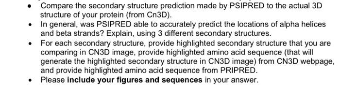 Compare the secondary structure prediction made by | Chegg.com