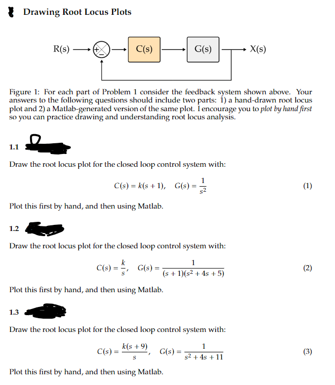 Drawing Root Locus PlotsFigure 1: For each part of | Chegg.com