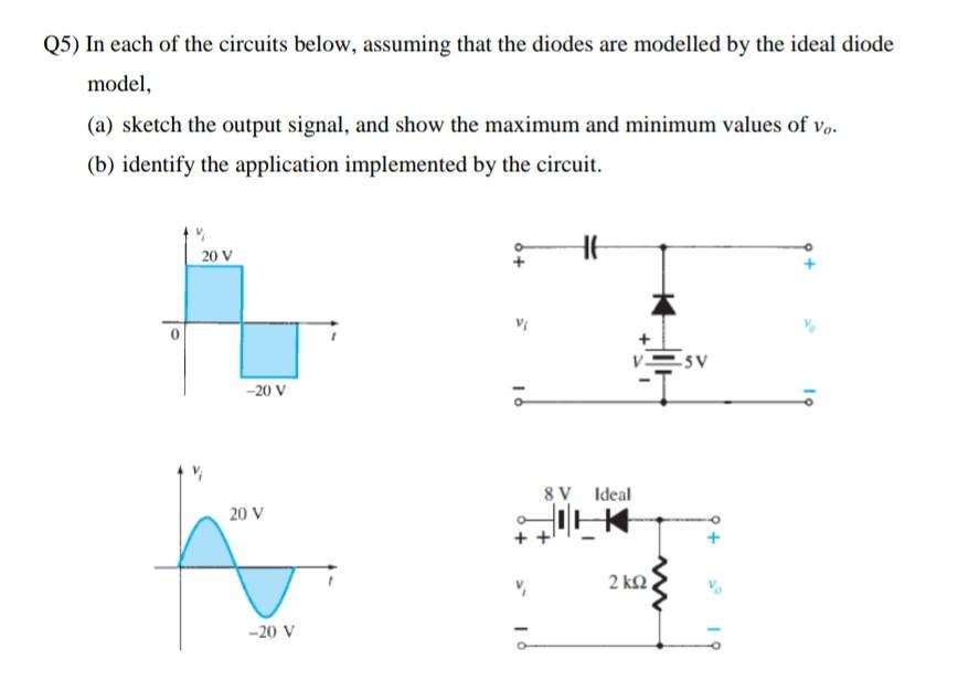 Solved Q5) In each of the circuits below, assuming that the | Chegg.com