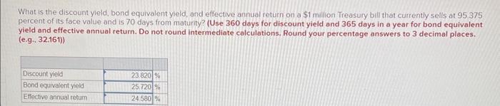 Solved What Is The Discount Yield Bond Equivalent Yield 8858