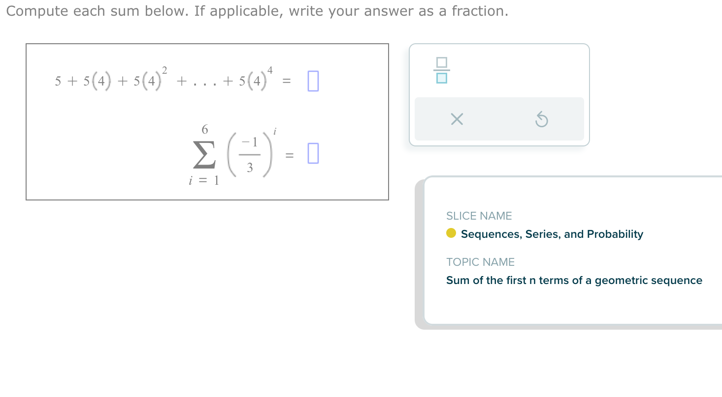 Compute each sum below. If applicable, write your | Chegg.com