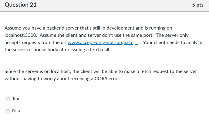 Solved Question 21Assume you have a backend server that's | Chegg.com