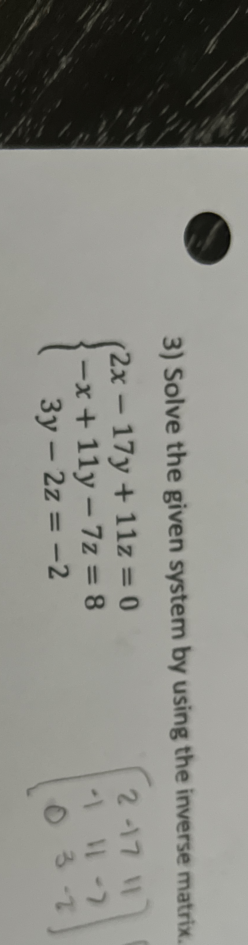 Solved Solve the given system by using the inverse | Chegg.com