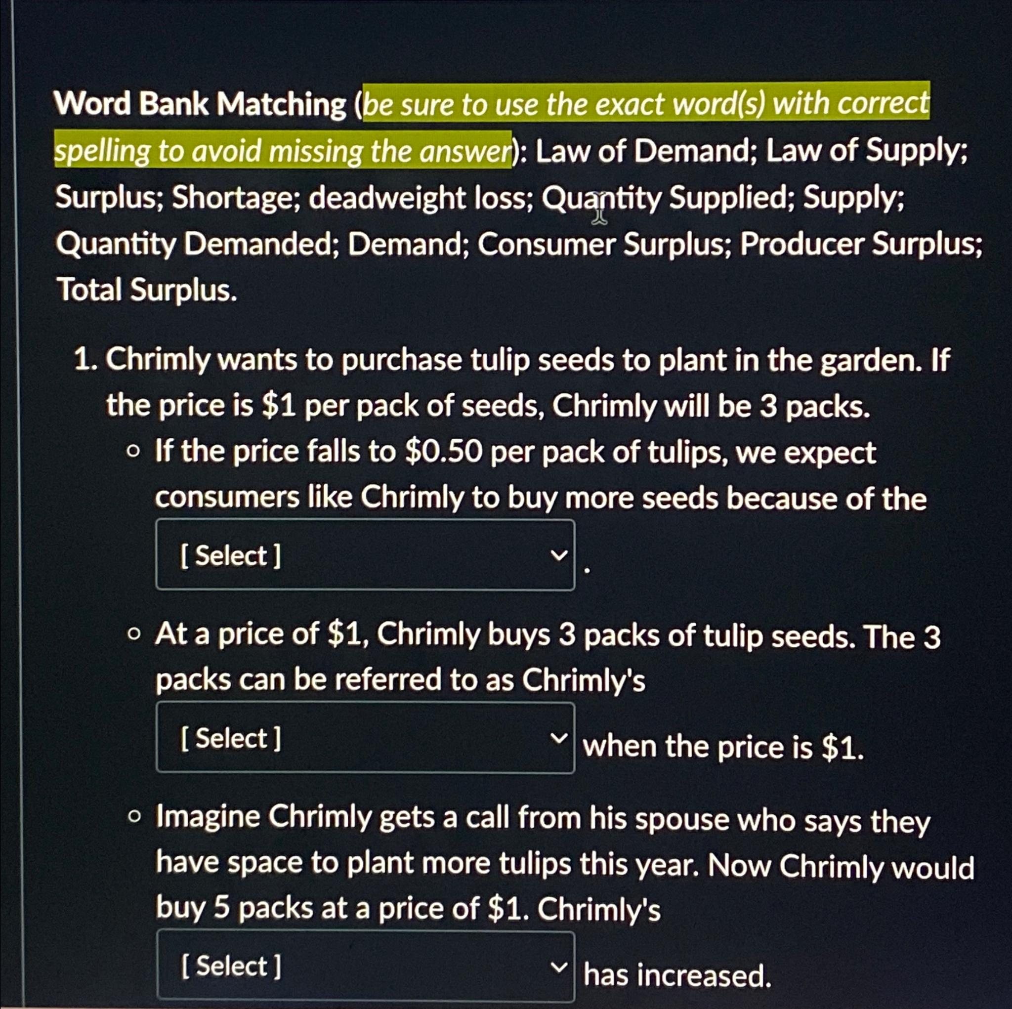 Solved Word Bank Matching (be sure to use the exact word(s) | Chegg.com