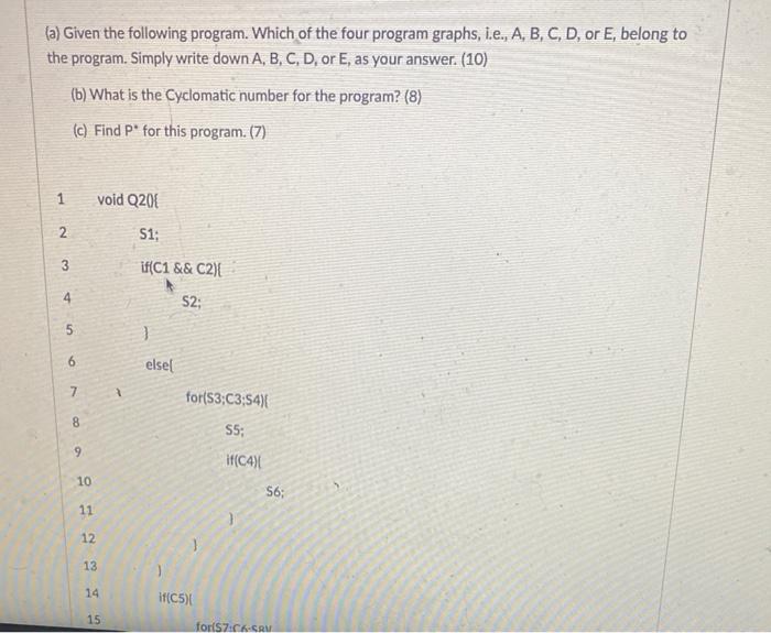 Solved (a) Given the following program. Which of the four | Chegg.com