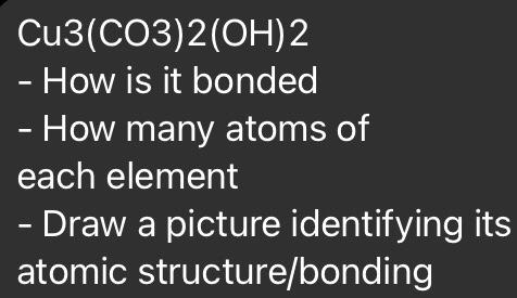 Solved Cu3(CO3)2(OH)2 - How is it bonded - How many atoms of | Chegg.com