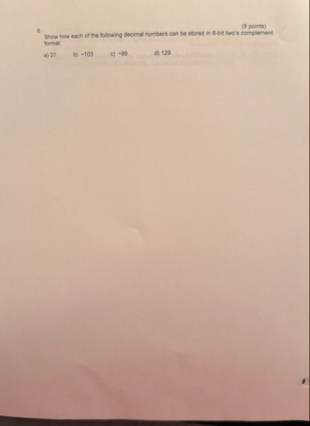 Solved (8 ﻿points)6.Show how each of the following decimal | Chegg.com