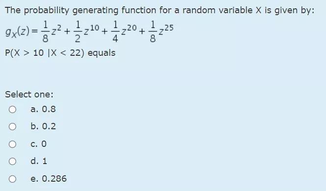 Solved The probability generating function for a random | Chegg.com