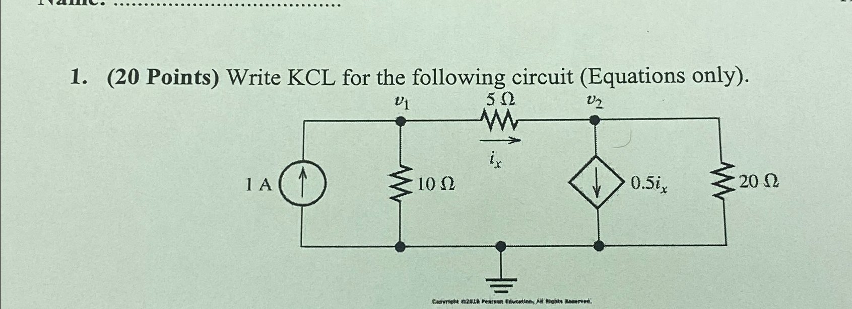 (20 Points) Write KCL for the following circuit | Chegg.com (20 Points) Write KCL for the following circuit | Chegg.com