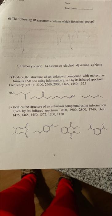 Solved 6) The following IR spectrum contains which | Chegg.com