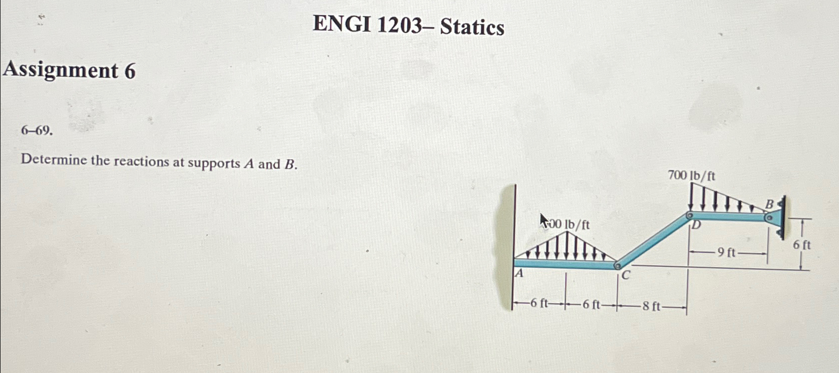 ENGI 1203-StaticsAssignment 66-69.Determine the | Chegg.com