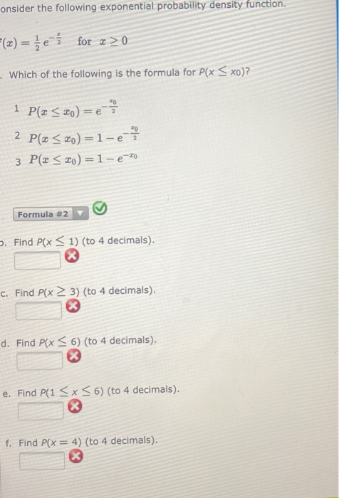 Solved onsider the following exponential probability density | Chegg.com