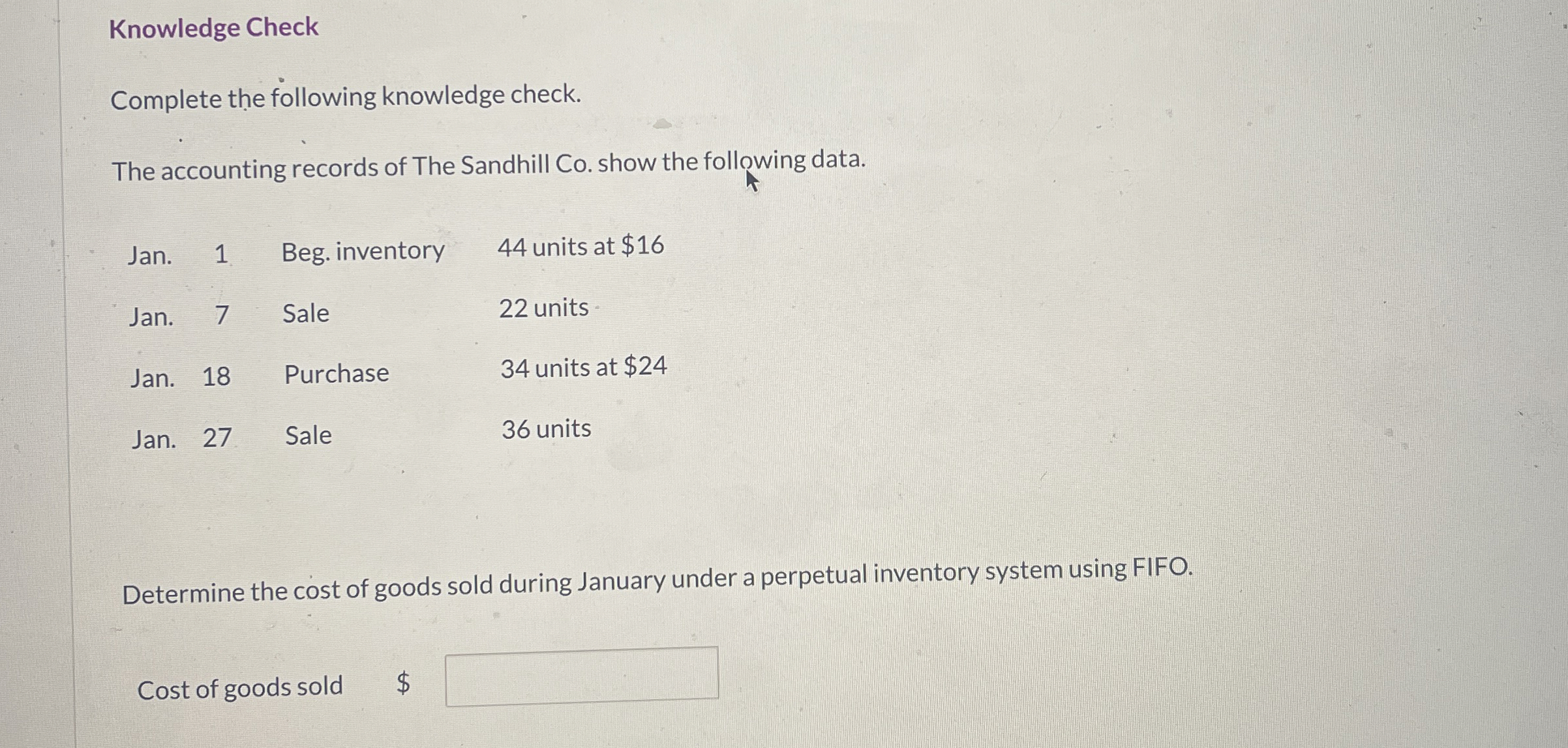 Solved Knowledge CheckComplete the following knowledge | Chegg.com
