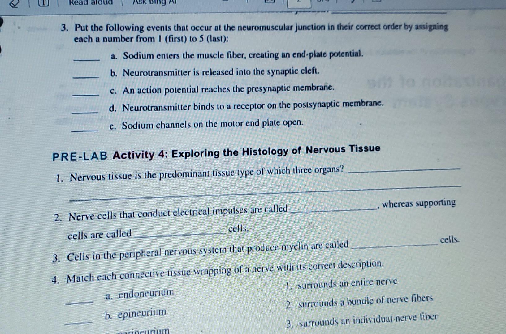 Solved 3. Put the following events that occur at the | Chegg.com