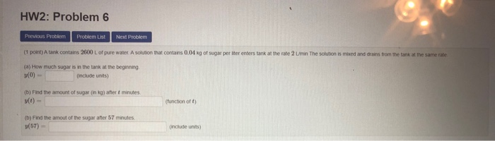 Solved HW2: Problem 6 Previous Problem Problem List Next | Chegg.com