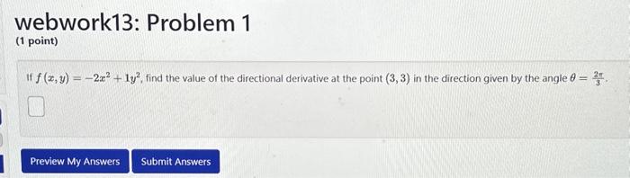 Solved If F X Y −2x2 1y2 Find The Value Of The Directional