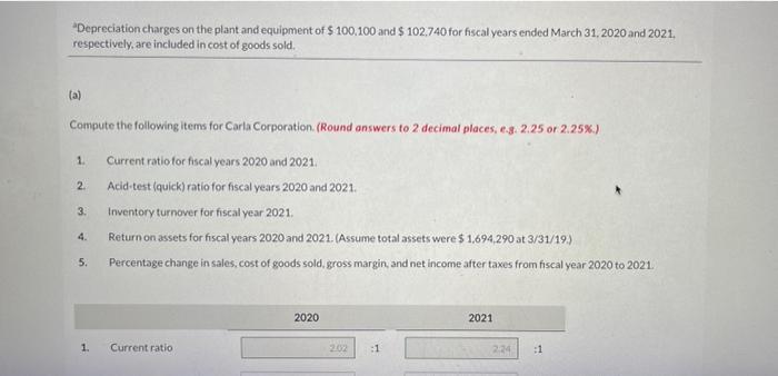 Solved Your answer is partially correct. Carla Corporation | Chegg.com