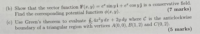 Solved (b) Show that the vector function | Chegg.com