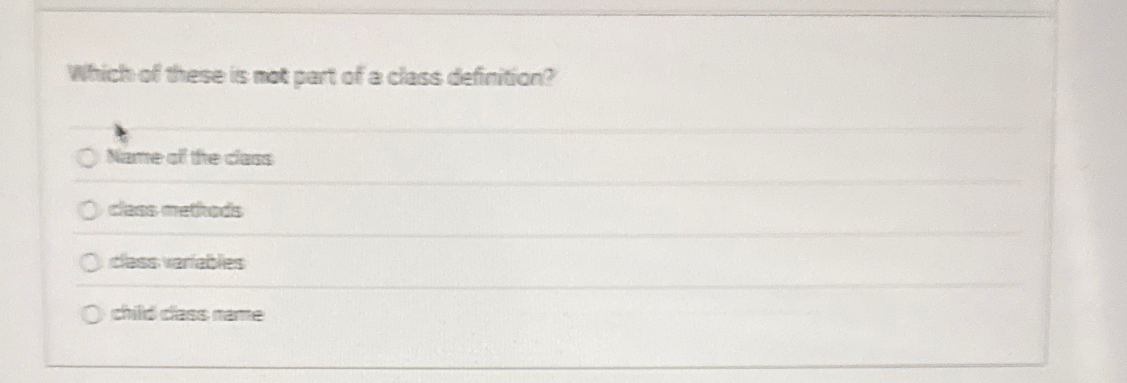 Solved Which of these is not part of a chass definition?Name | Chegg.com