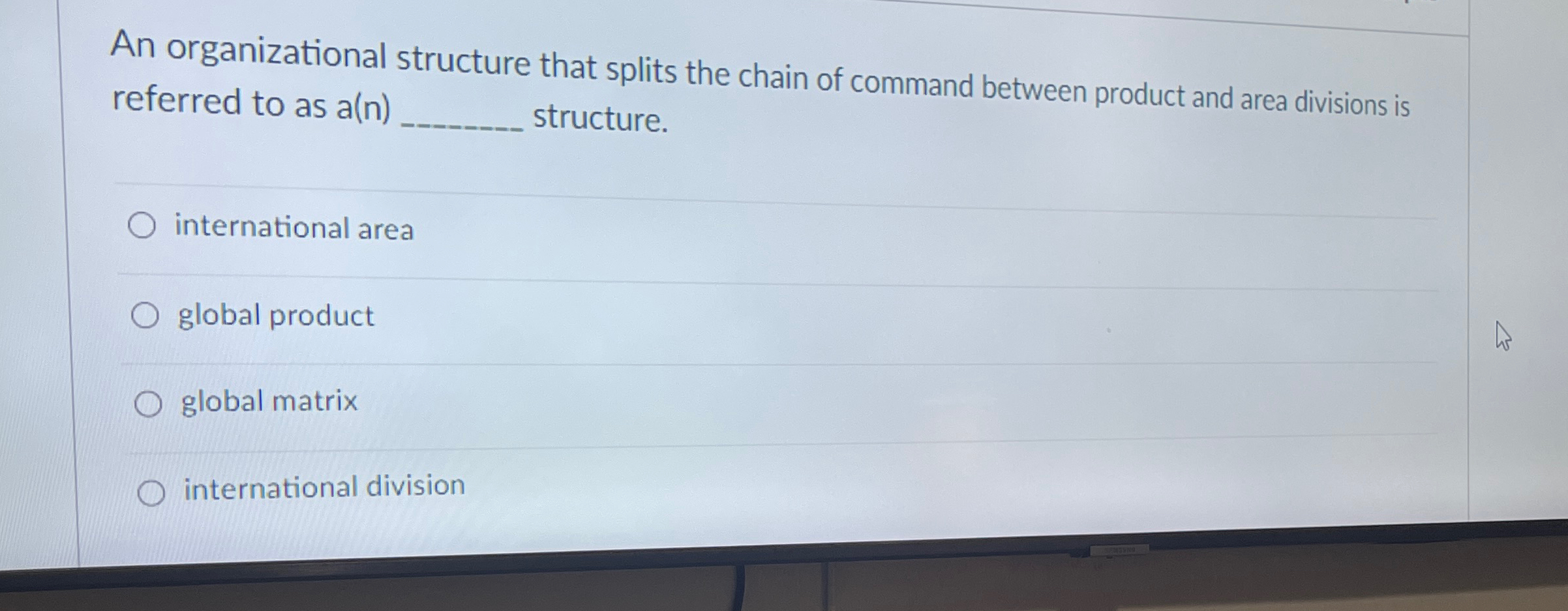 Solved An organizational structure that splits the chain of | Chegg.com