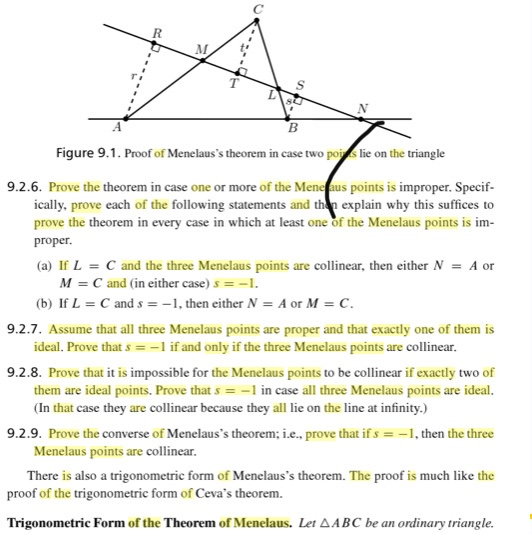 Solved R M S B Figure 9.1. Proof of Menelaus's theorem in | Chegg.com