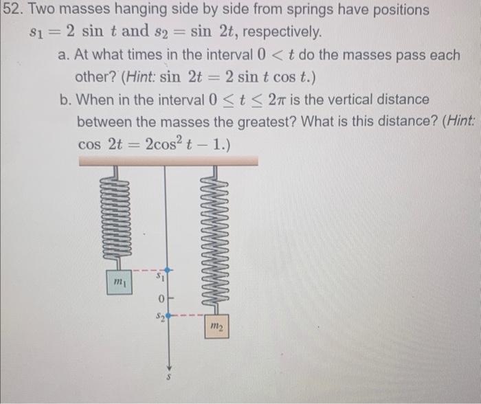 Solved 2. Two masses hanging side by side from springs have | Chegg.com
