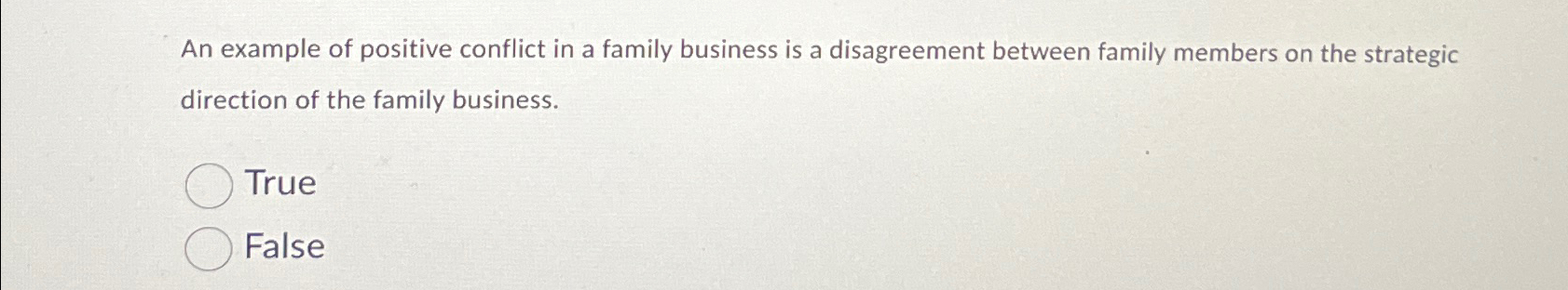 Solved An example of positive conflict in a family business | Chegg.com