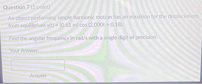Solved An object performing simple harmonic motion has an | Chegg.com
