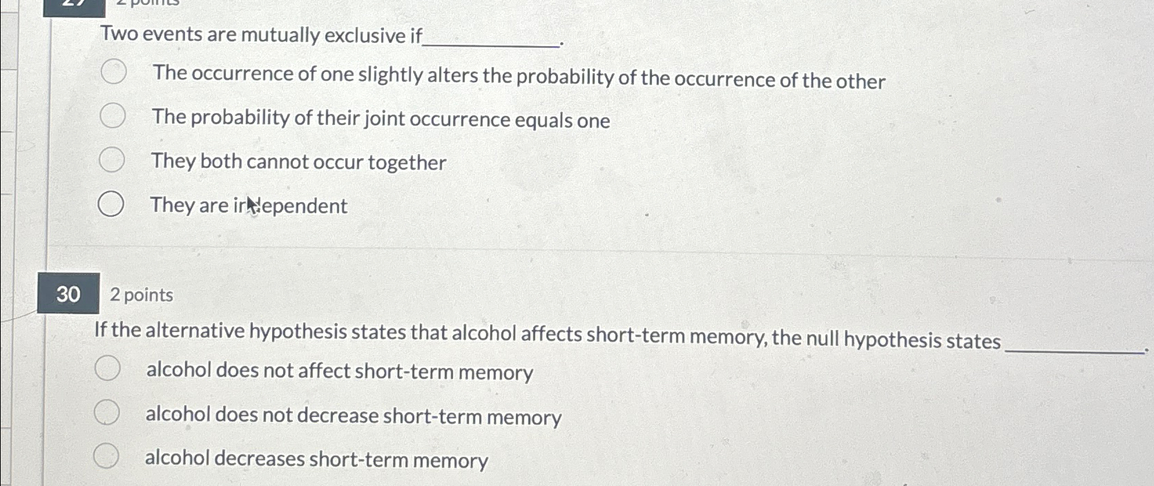 Solved Two events are mutually exclusive ifThe occurrence of | Chegg.com