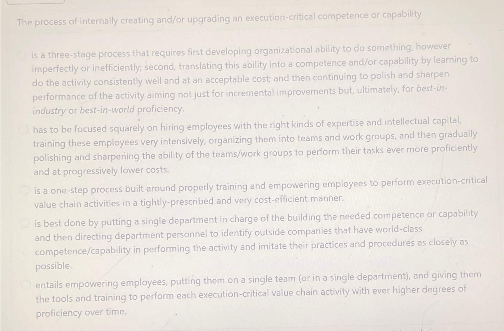 Solved The process of internally creating and/or upgrading | Chegg.com