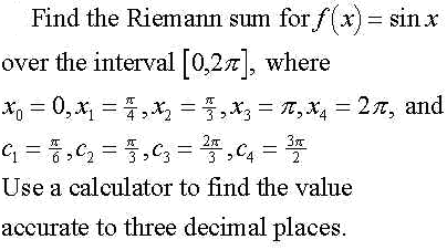 Solved Find the Riemann sum for f(x) = sinx over the | Chegg.com