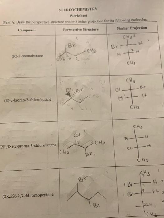 Solved STEREOCHEMISTRY Worksheet Part A: Draw the | Chegg.com
