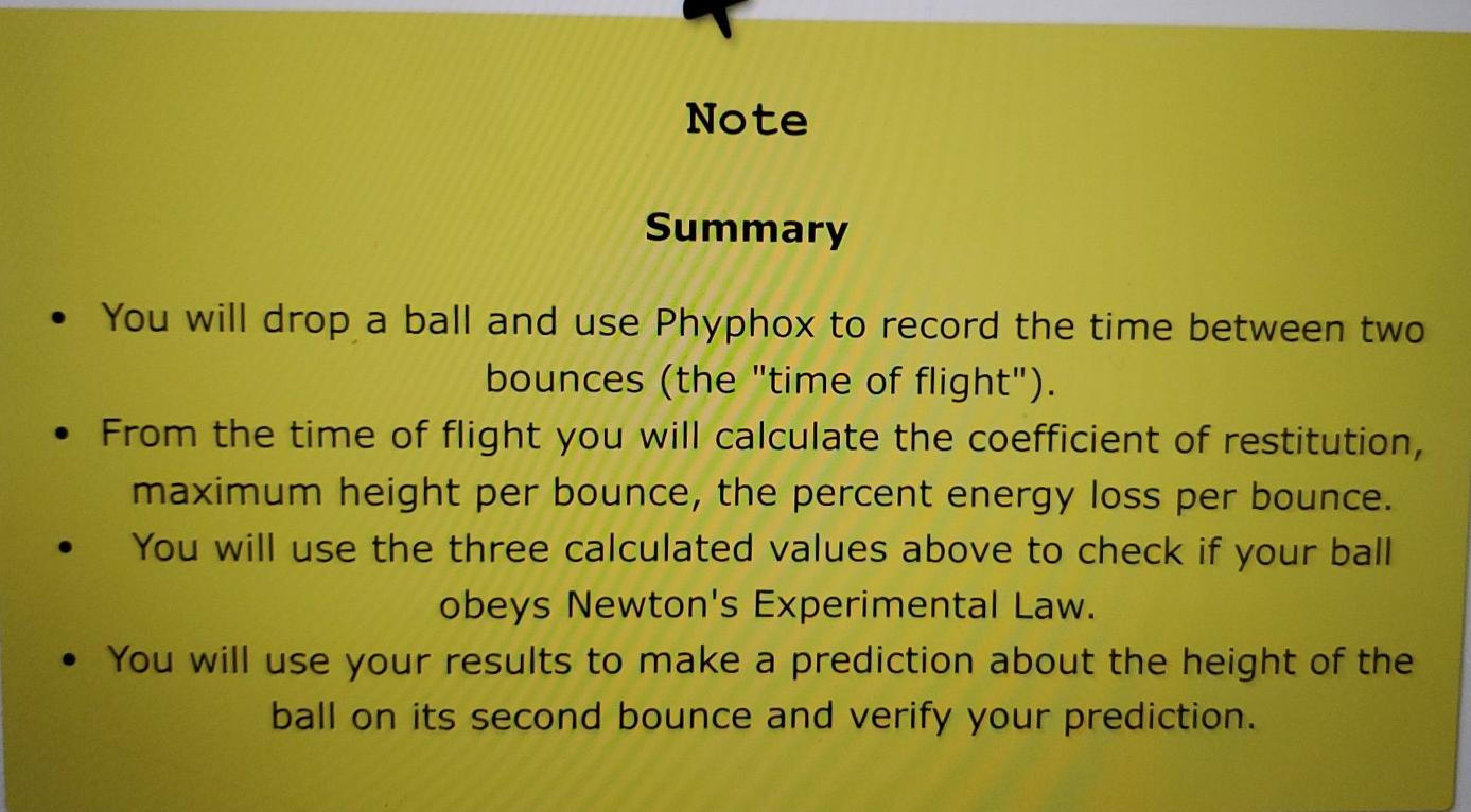 Solved Note Summary • You will drop a ball and use Phyphox | Chegg.com