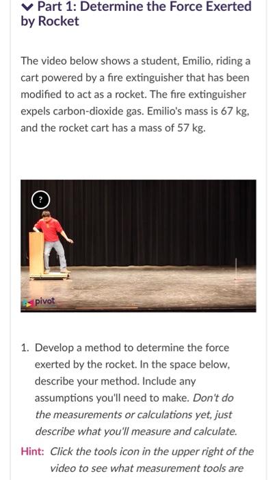 Solved v Part 1: Determine the Force Exerted by Rocket The | Chegg.com