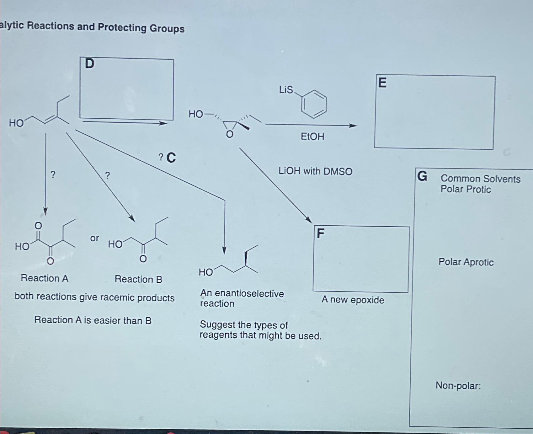 Solved Catalytic Reactions and Protecting Groups | Chegg.com