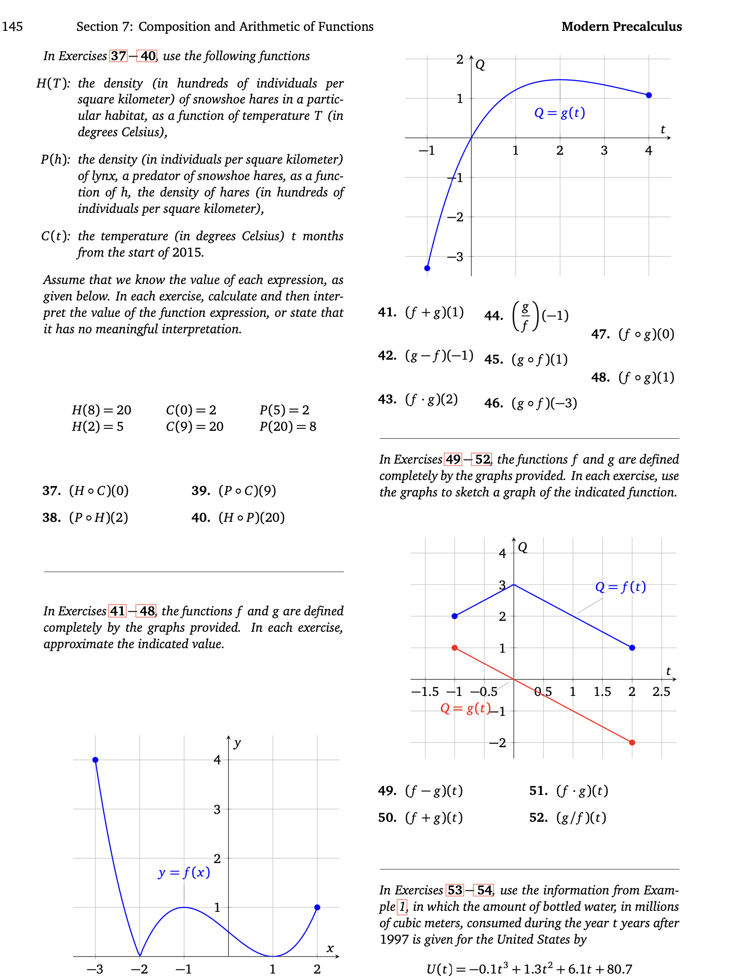 Solved In ﻿Exercises 37-40, ﻿use the following functionsH(T) | Chegg.com