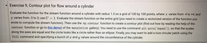 Solved Exercise 9. Contour plot for flow around a cylinder | Chegg.com
