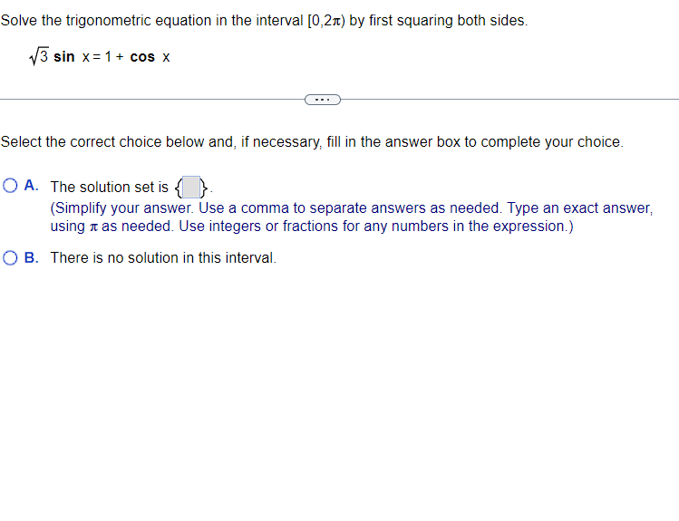 Solved Solve the trigonometric equation in the interval | Chegg.com