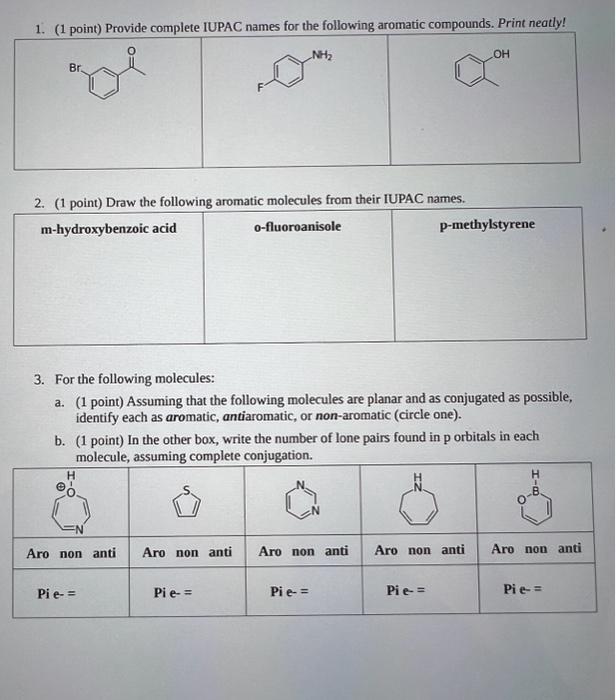 Solved 2. (1 point) Draw the following aromatic molecules | Chegg.com Solved 2. (1 point) Draw the following aromatic molecules | Chegg.com