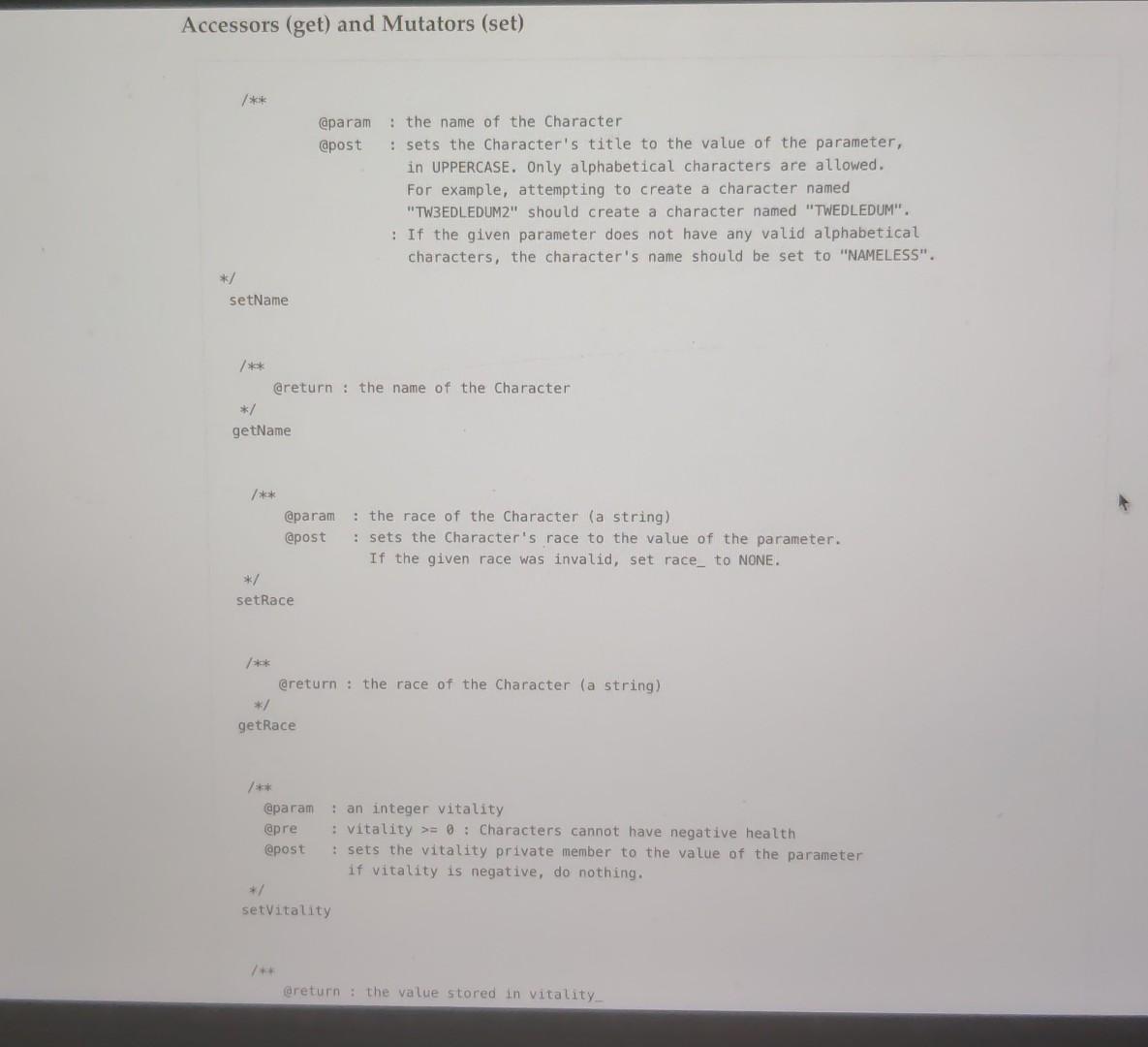Solved I** ¿param : an integer armor level Cpre : armor >=0 | Chegg.com