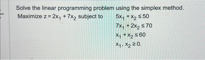 Solved Solve the linear programming problem using the | Chegg.com