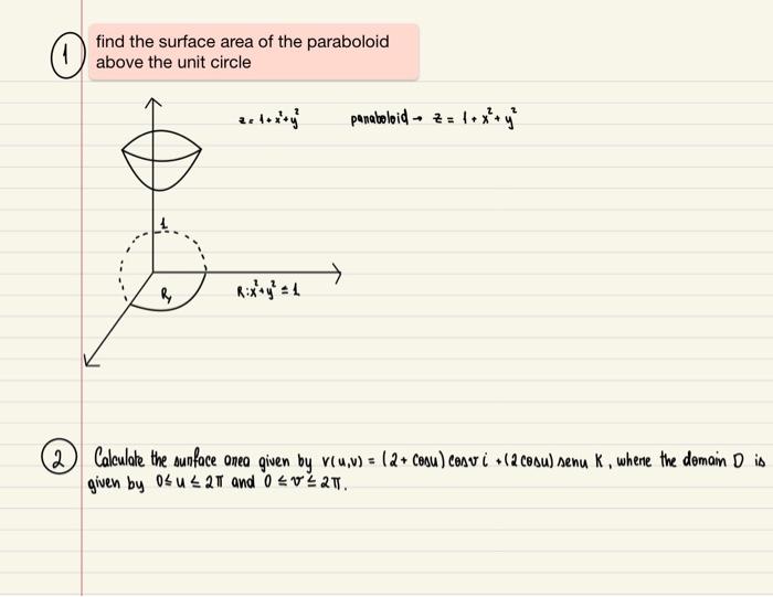 Solved find the surface area of the paraboloid above the | Chegg.com