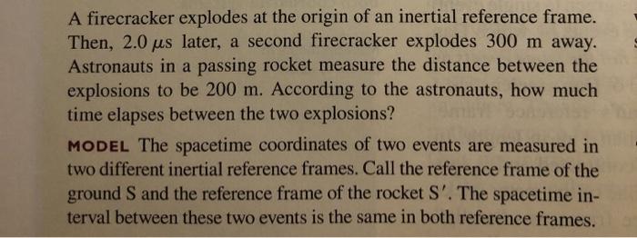 Solved A firecracker explodes at the origin of an inertial | Chegg.com