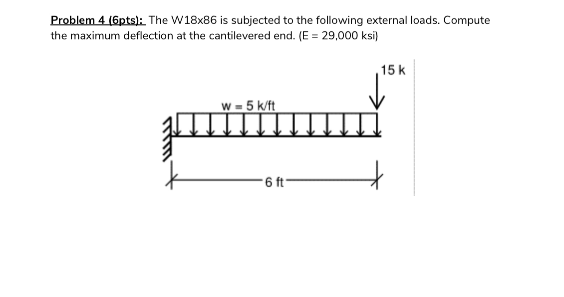 Solved Problem 4: The W18x86 ﻿is subjected to the following | Chegg.com