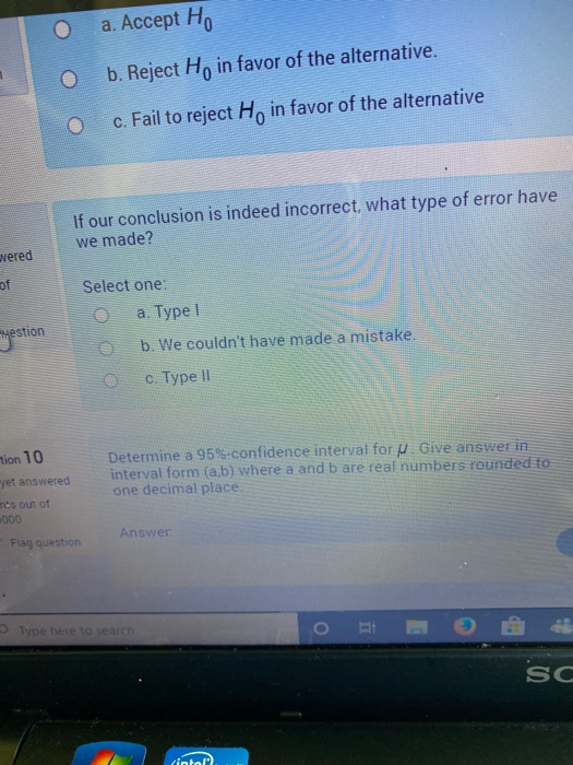 Solved a. Accept Ho b. Reject Ho in favor of the | Chegg.com