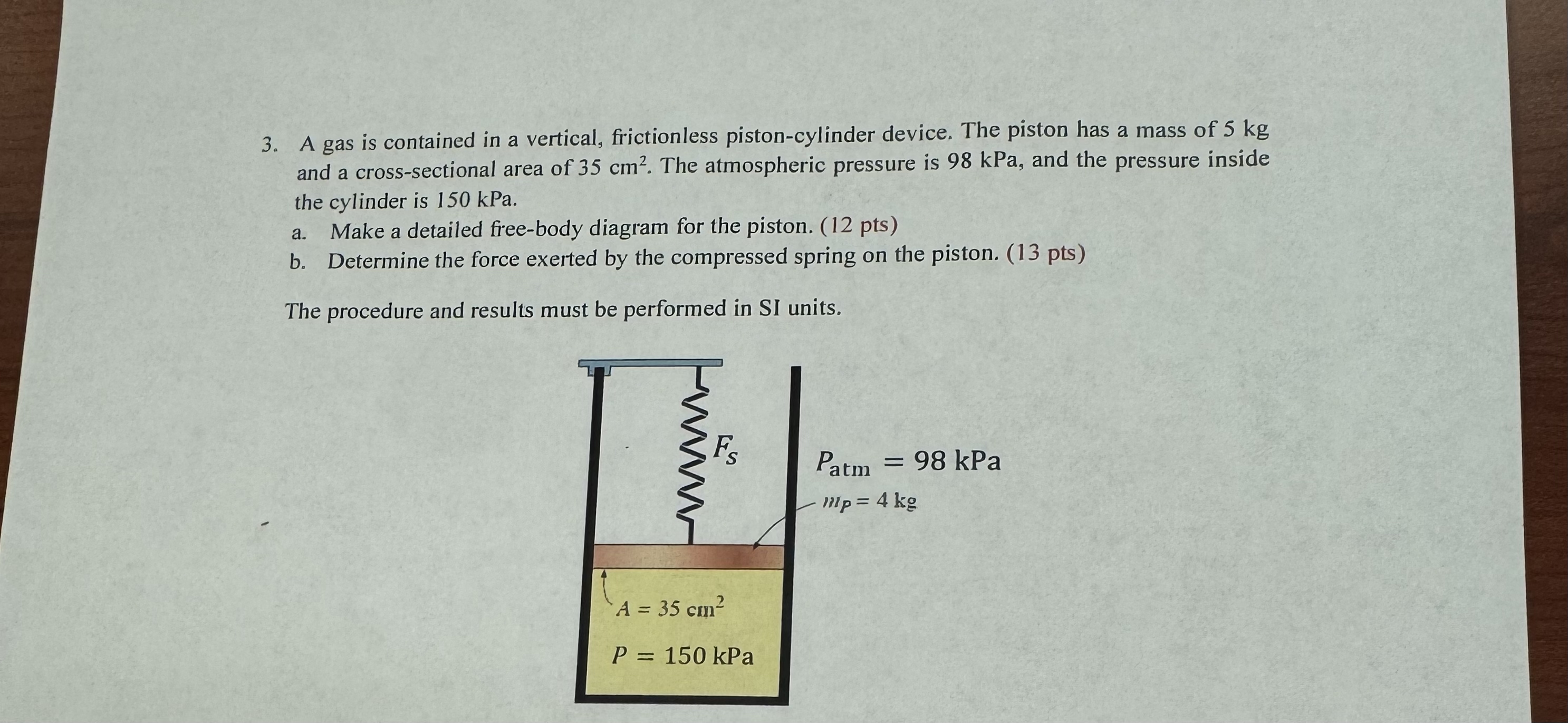 Solved A gas is contained in a vertical, frictionless | Chegg.com