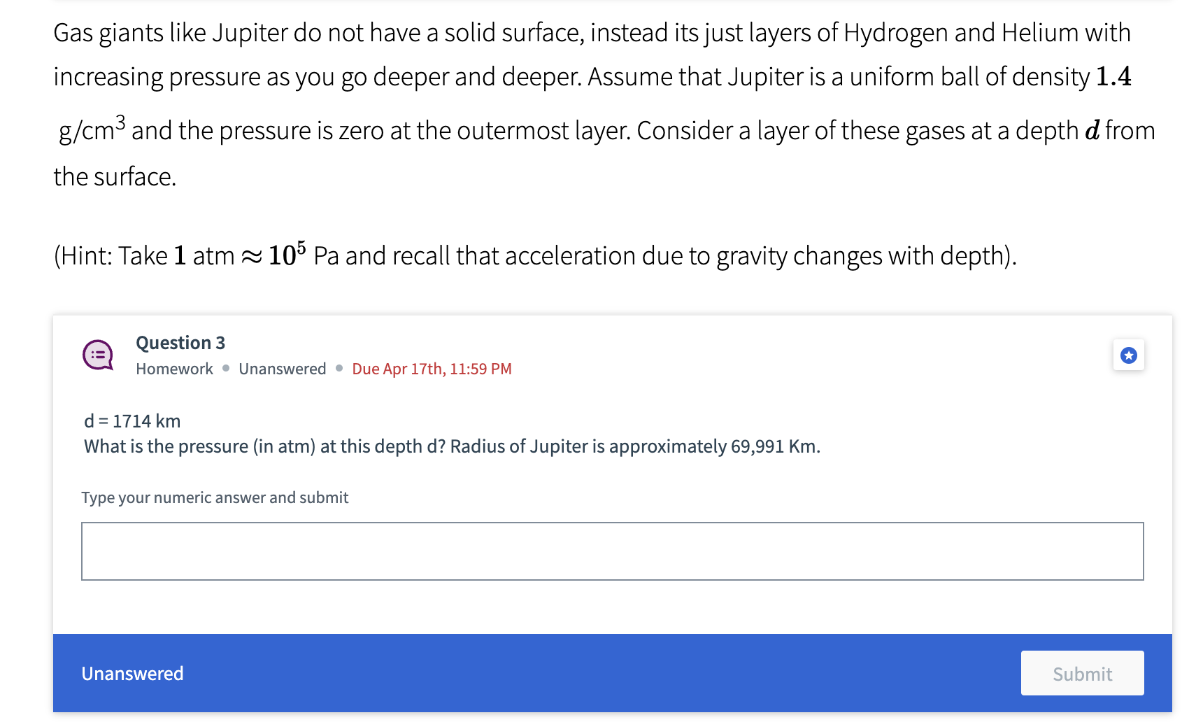 Solved Question 3Homework * ﻿Unanswered * ﻿Due Apr | Chegg.com