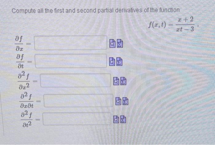 Solved Compute all the first and second partial derivatives | Chegg.com